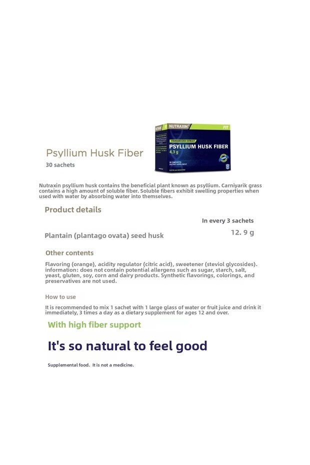 Nutraxin Psyllium Husk Fiber 30 Sachets + Vitamin C 1000 Mg 30 Tablets ...