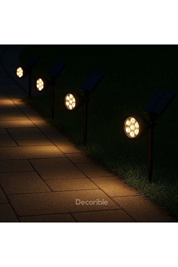Decorible Güneş Enerjili Kazıklı Solar Bahçe Aydınlatma Armatürü Gün ...