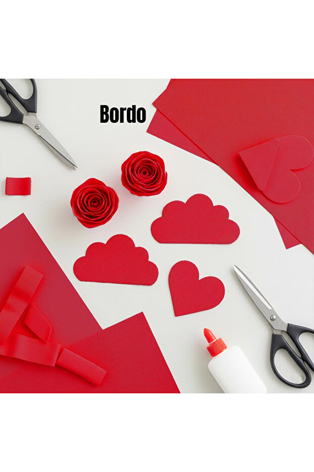 ALPJOY Bordo Krapon Kağıdı 50x200 cm Renkli Grapon Kağıdı 10'lu Paket ...