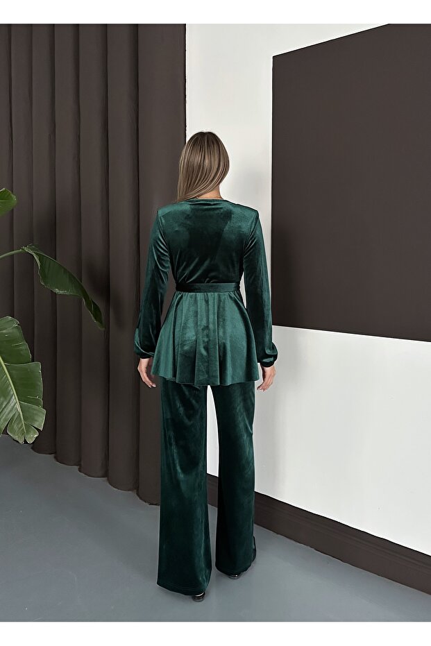 verabelle Velvet Fabric Shoulder Padded Stylish Double-Breasted Suit ...