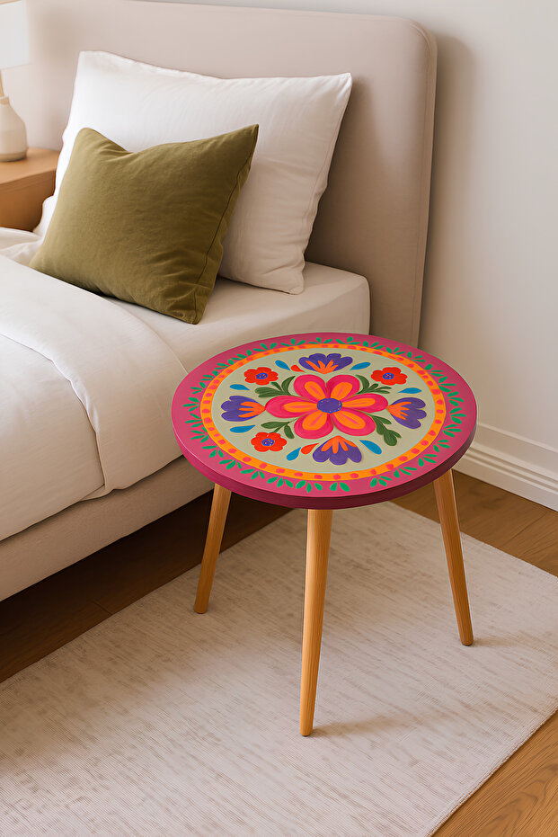 Boyut Sanatla Buluşan El Yapımı Sehpa – 42x42 cm - Fiyatı, Yorumları