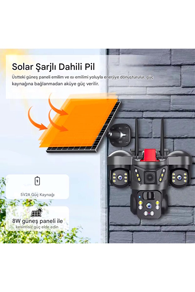 Ventus O-Kam 8050 128GB 9MP Lens 3 Kamera UltraHD 4G Solar Akıllı ...