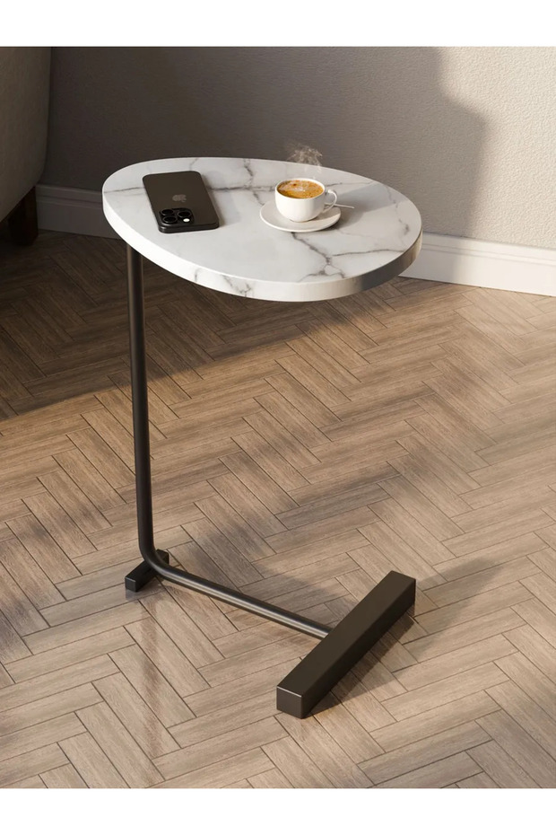 Generica Side Table, C Shaped End Table, Small Coffee Table with Metal ...