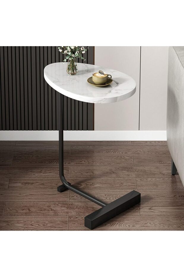 Generica Side Table, C Shaped End Table, Small Coffee Table with Metal ...