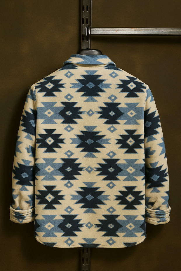 YNGMENCLASS Cotton Textured Enine Line Pattern Fleece Shirt- Trendyol