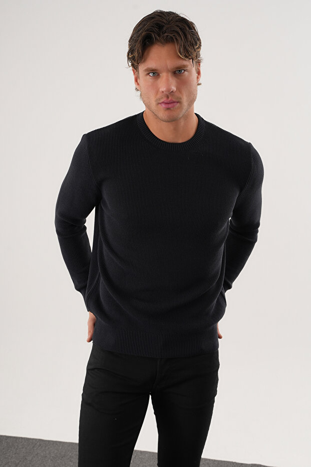 No Way Erkek Regular Fit Örme Detaylı Bisiklet Yaka Triko Kazak ...