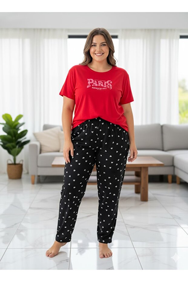FAMES PİJAMA SET DE PIJAMALE DE MĂRIME MARE PENTRU FEMEI- Trendyol