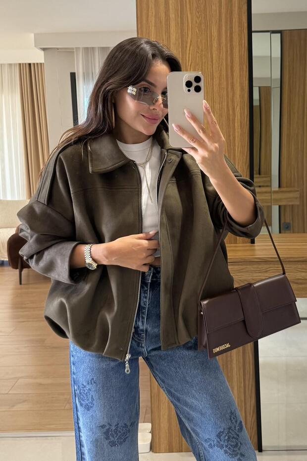 Gizem Ecemiş Sobjer Haki Süet Viral Marka Model Ceket - Fiyatı, Yorumları