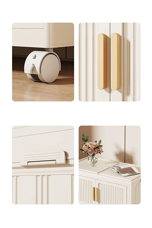 Generic 5-Tier Foldable Plastic Storage Cabinet with Flip Doors and ...