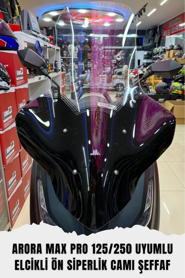 Jiekai ARORA MAX PRO 125/250 UYUMLU ELCİKLİ ÖN SİPERLİK CAMI ŞEFFAF ...