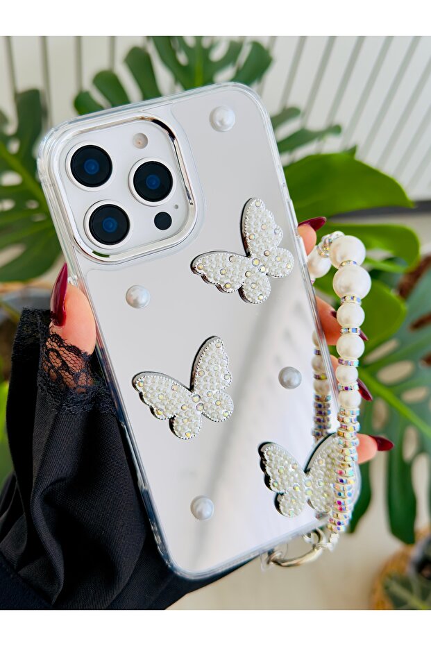 Go Aksesuar Iphone 16 Promax Uyumlu Aynalı Charmlı Kelebek Tasarımlı ...