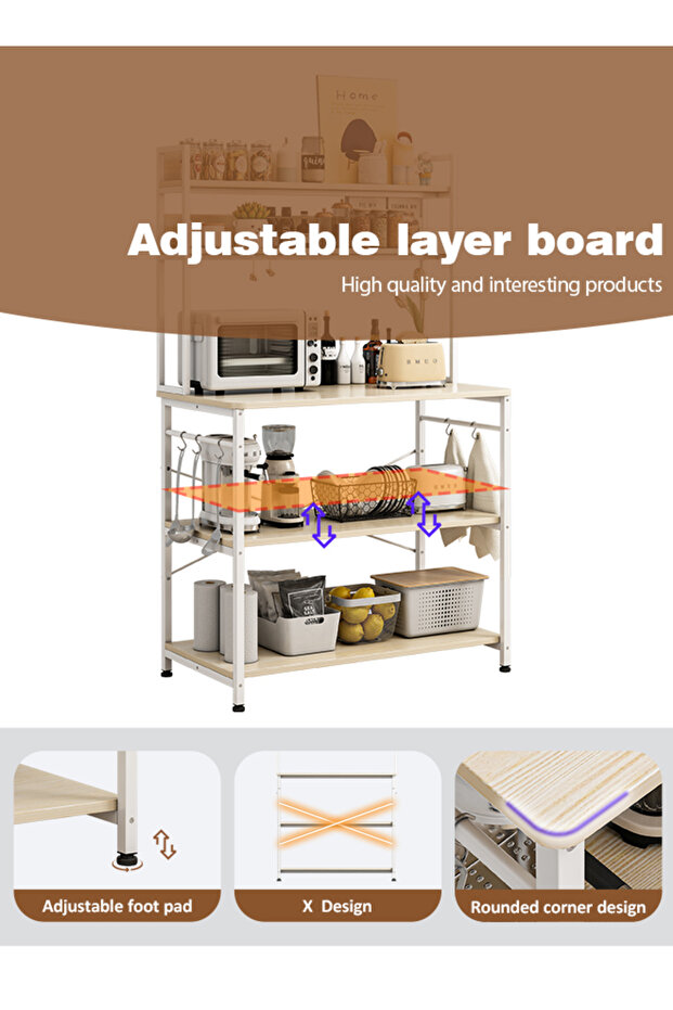 Bangiga 5-Tier Kitchen Storage Rack Coffee Corner Table & Microwave ...