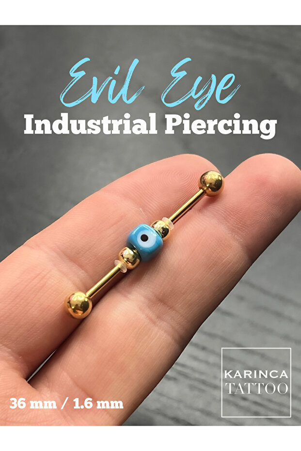 Karınca Piercing Evil Eye Nazar Boncuğu Altın Rengi Gold Industrial ...