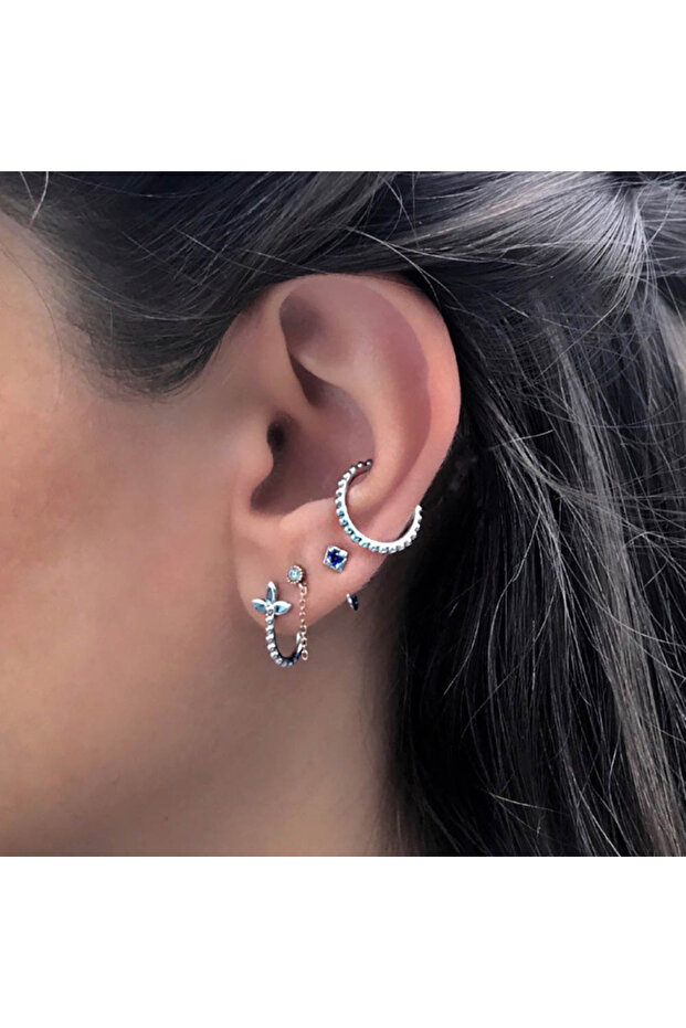 Kuyumcudukkani Mavi Taşlı Trend"Ear Cuff"Küpe-30102-W-BLU - Fiyatı ...
