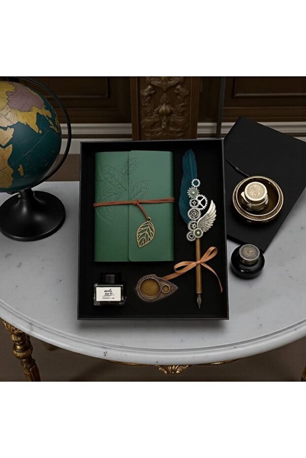 hediyesahibi İsme Özel Yeşil Renk Divit Hokka Defter Ve Tüylü Kalem Seti - Fiyatı, Yorumları