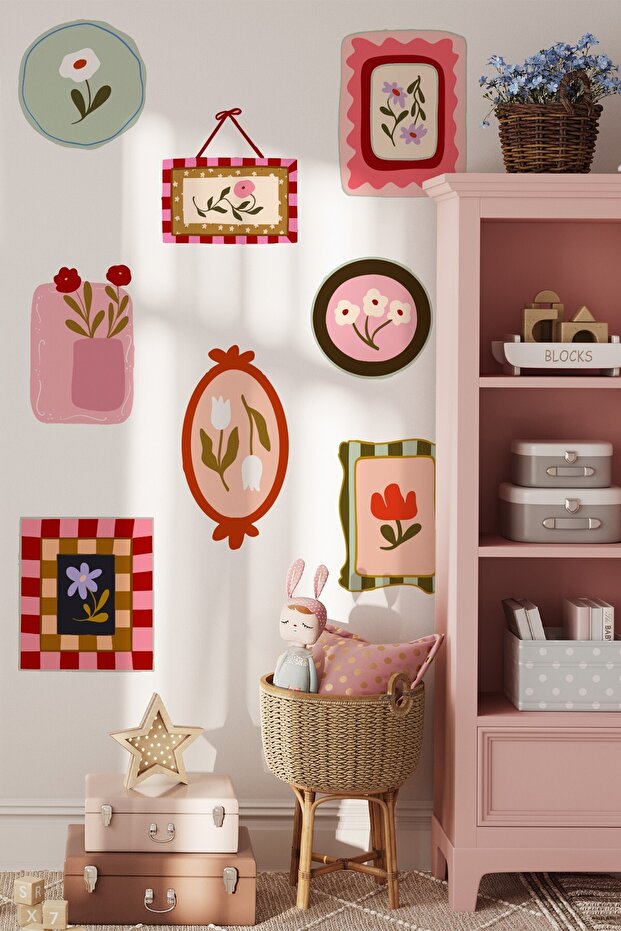 MSticker Soft Renkler Pastoral Çerçeve Duvar Sticker Seti – 10 Parça ...