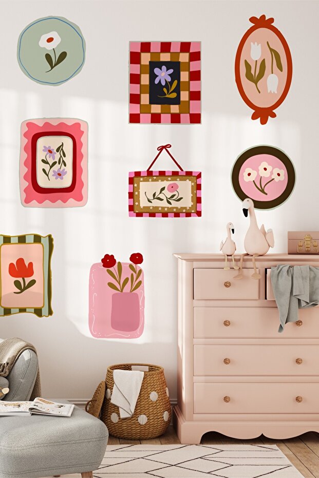 MSticker Soft Renkler Pastoral Çerçeve Duvar Sticker Seti – 10 Parça ...