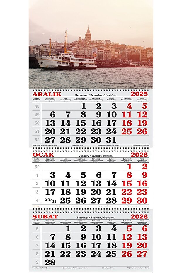 GENC DIJITAL BASKI 2026 Yılı Gemici Takvimi-Galata Kulesi ,Galata ...