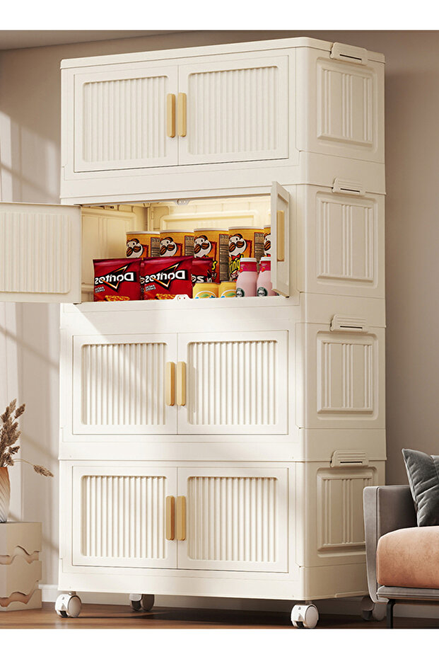 Generic 5-Tier Foldable Plastic Storage Cabinet with Flip Doors and ...