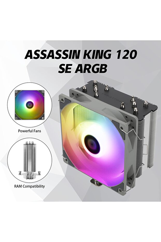 OEM CPU Cooler Assassin King 120 SE ARGB, 120×73×148 mm, with 5 Heatpipes, PWM Fan TL-C12C-S ...