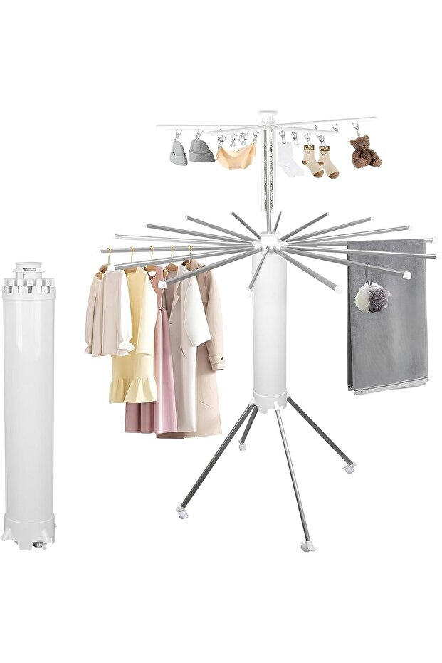 3m Art Space Saving Portable 360 Rotating Clothes Drying Stand Foldable ...