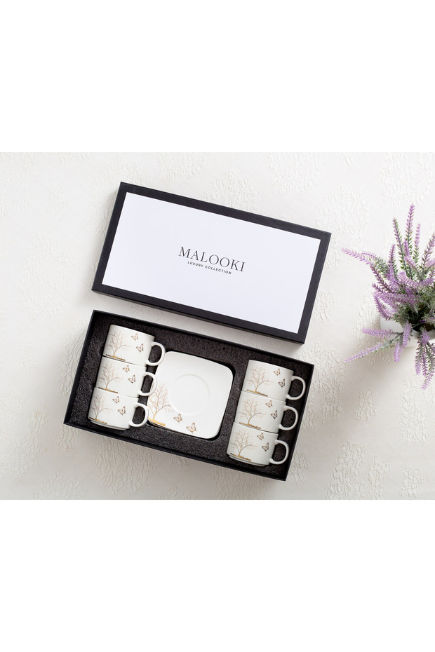 Malooki Set 6 cești cafea sau ceai LIFETREE 180 ml cu farfurioare ...