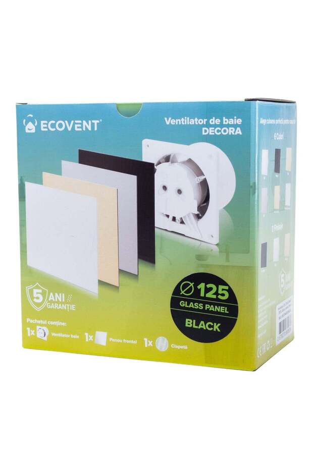 ECOVENT Bathroom fan DECORA SMART, Ø125, Humidity Sensor, Glass, Non ...