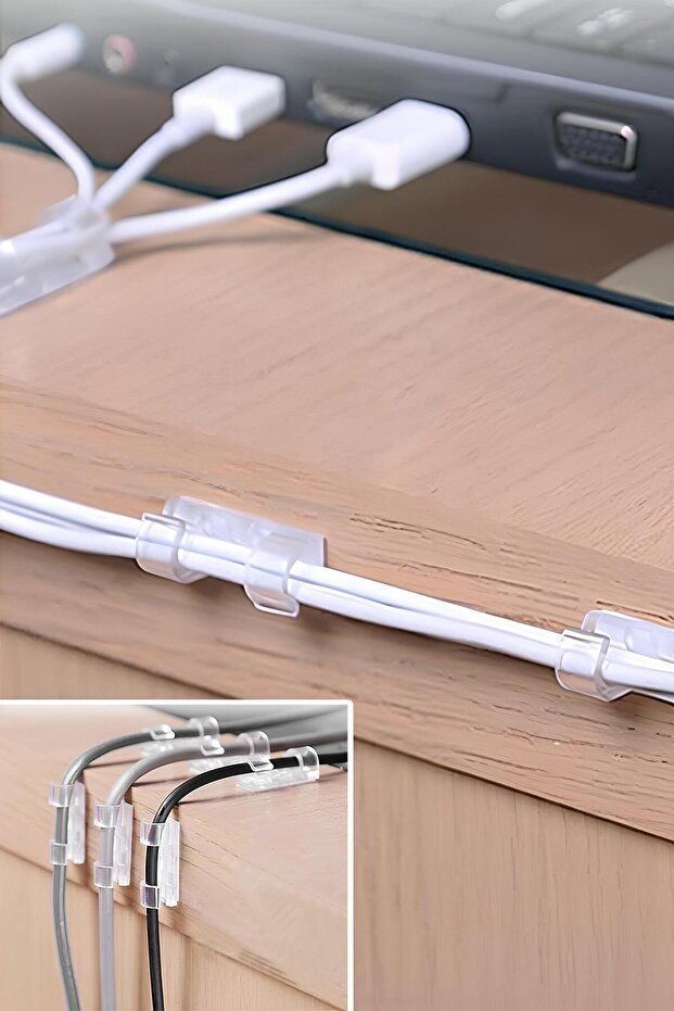 Factorial 10 Adet Yapışkanlı Kablo Toplayıcı Gizleyici Klips Ev Ofis ...