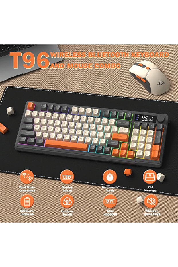 FreeWolf T96 2.4g Bt5.0 Çift Bağlantılı Tft Led Ekranlı Reinbow Gaming ...