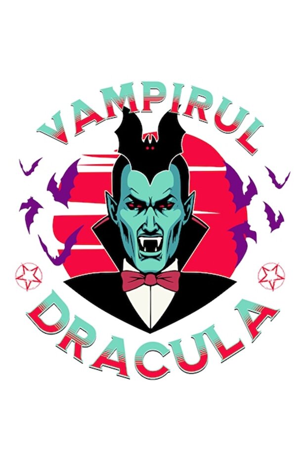 OEM Dracula Portrait Sticker with Bats, Vampire Vlad Tepes, White Edges ...