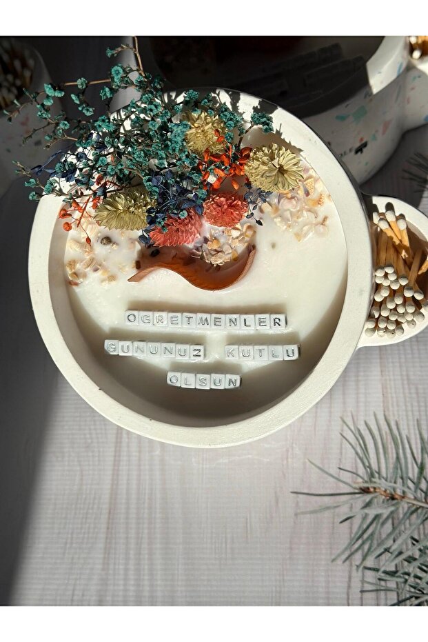 Medita Craft Öğretmenler Gününe Özel Doğal Soya Tasarım Mum - Kiraz ...