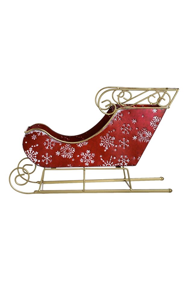 OEM Red Metal Basket with Gold Details and White Snowflakes in the ...