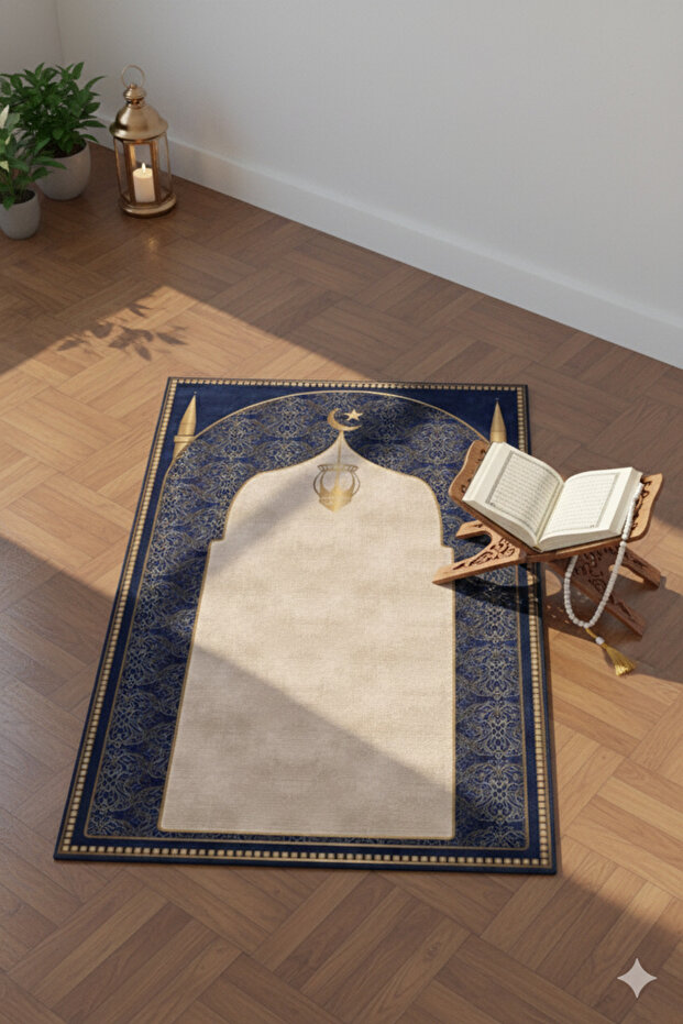 FOREVER ALDORA Navy Blue Non-Slip Base Prayer Mat – Orthopedic, Gift ...