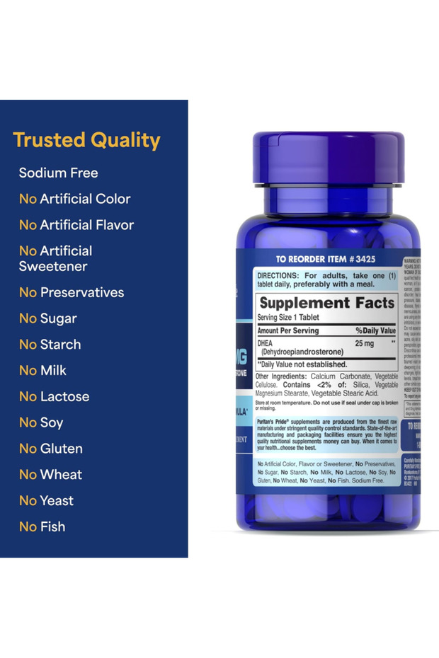 Puritan’s Pride Youth Guard DHEA for Women and Men 25mg, for Healthy ...