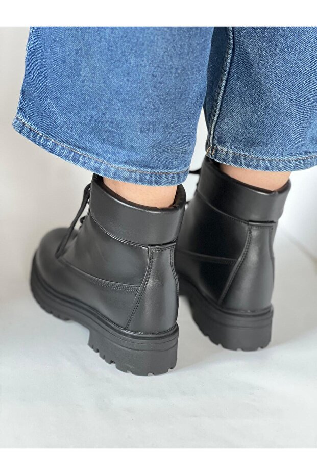 FUGALİFE Düz Siyah Cat Tarz Kadın Bot (KAYMAZ , TERMOLİGHT TABAN ...
