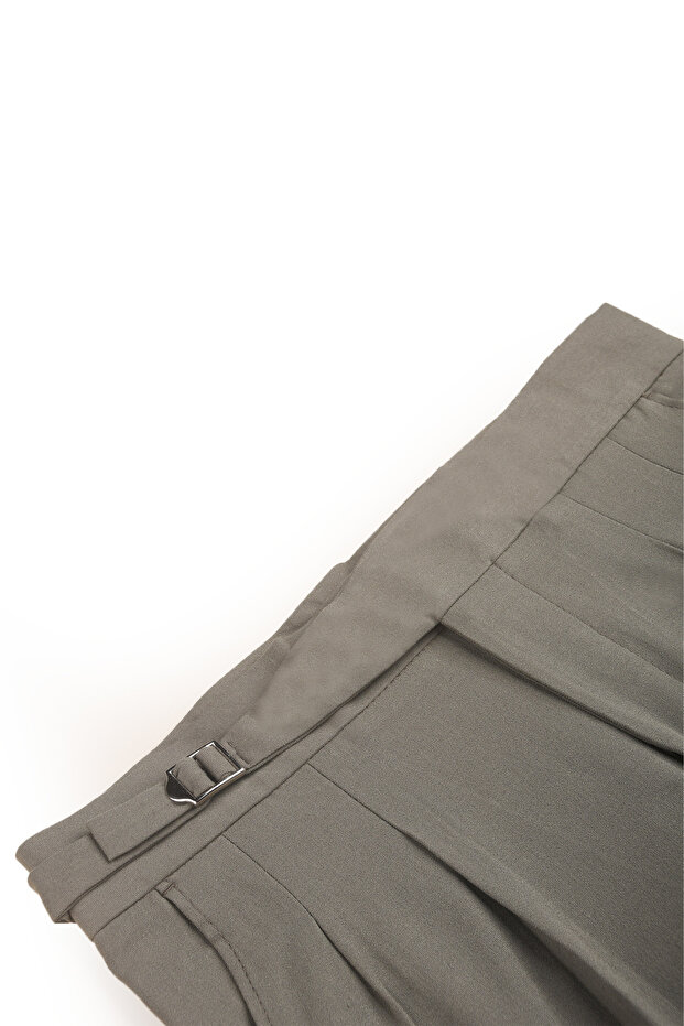 Rizz up Men's Khaki Stretch Fabric Italian Cut Pleated Buckled Elegant ...