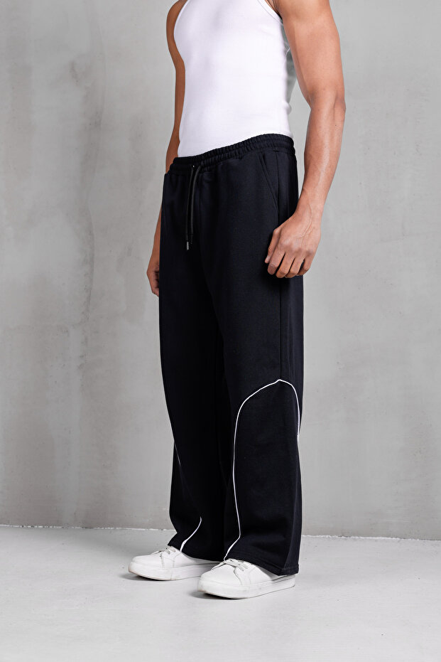DARK MODA Men's Oval Striped Oversized Baggy Tracksuit- Trendyol