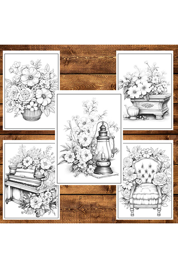 Legendary Gifts Coloring book, 50 illustrations, Vintage Flowers ...