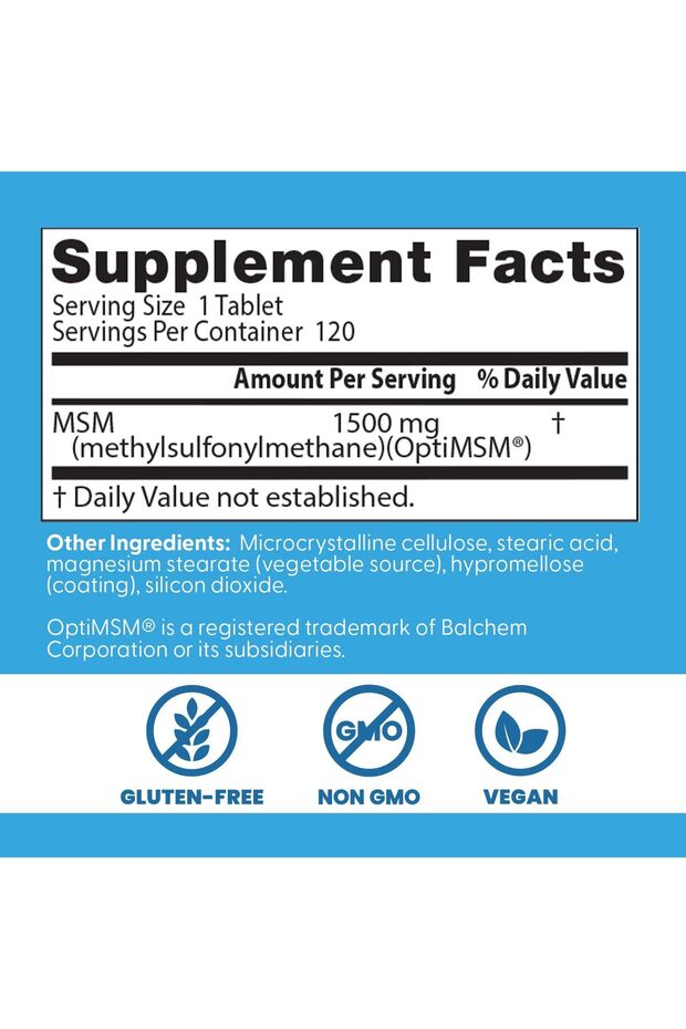 Doctor's Best , MSM with OptiMSM, 1,500 mg, 120 Tablets- Trendyol
