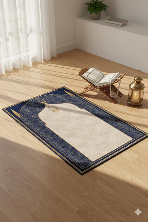 FOREVER ALDORA Navy Blue Non-Slip Base Prayer Mat – Orthopedic, Gift ...