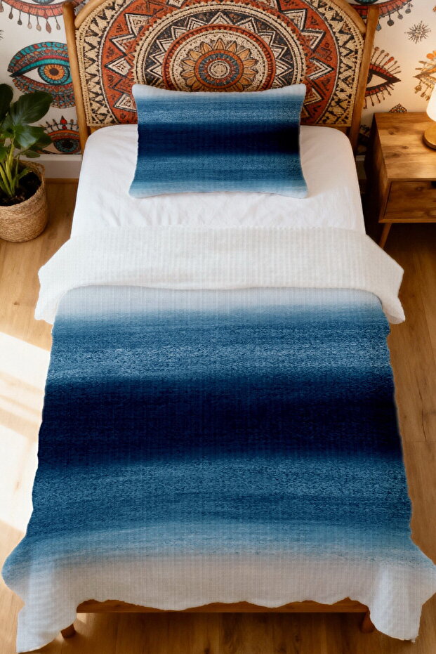 Evpanya Σετ μονόκλινο πικέ από 100% βαμβάκι με αφηρημένο σχέδιο Ocean ...