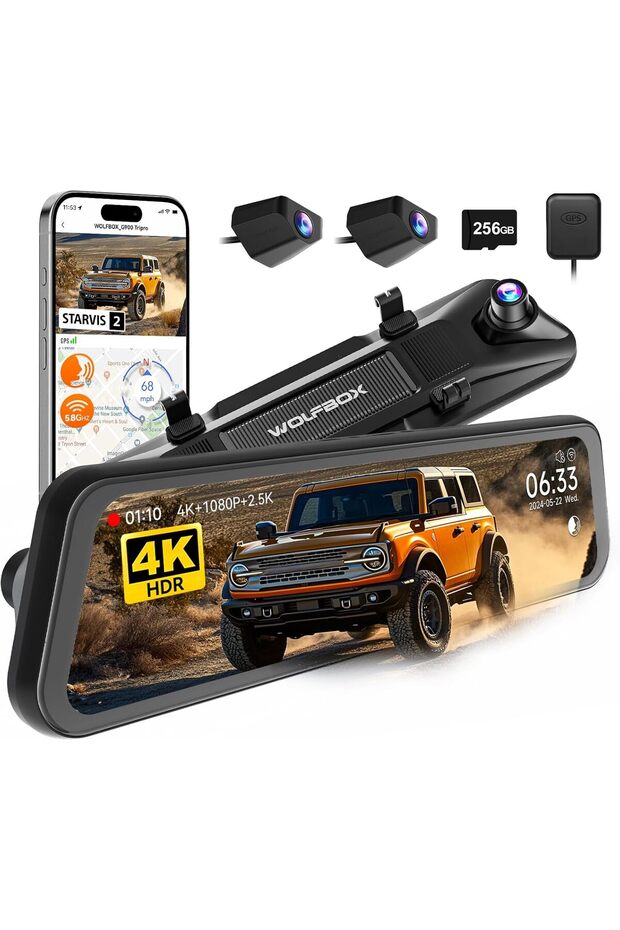 WOLFBOX G900 Tripro Bumper Version 3 Channel 4K Mirror Dash Cam- Trendyol