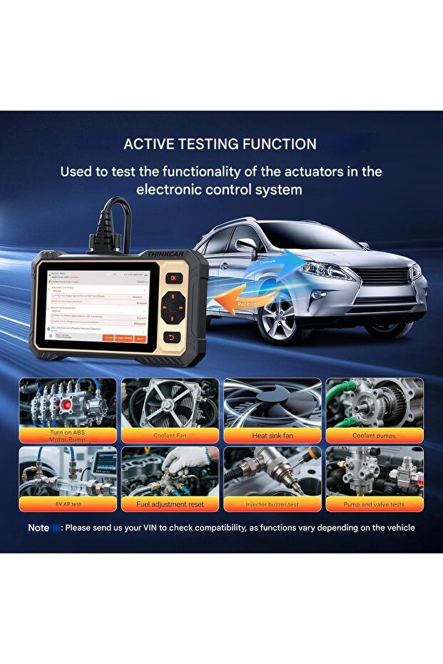 ThinkScan Tester auto 662, OBD2 scanner, ECM/TCM/SRS/ABS, 12 functii de ...