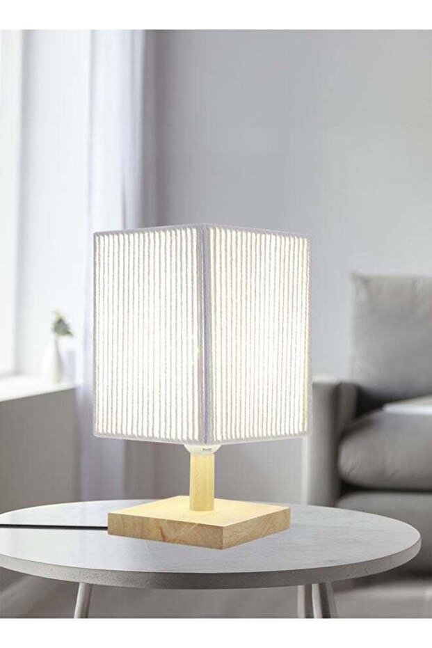 Nisf Alqamar Soft-lit Table Lamp with Wooden Base and Tri-color LED ...