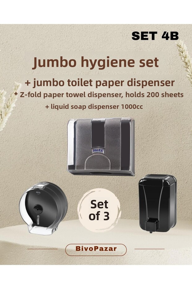 Palex 3-Piece Jumbo Hygiene Set Transparent Smoked (Liquid Soap ...
