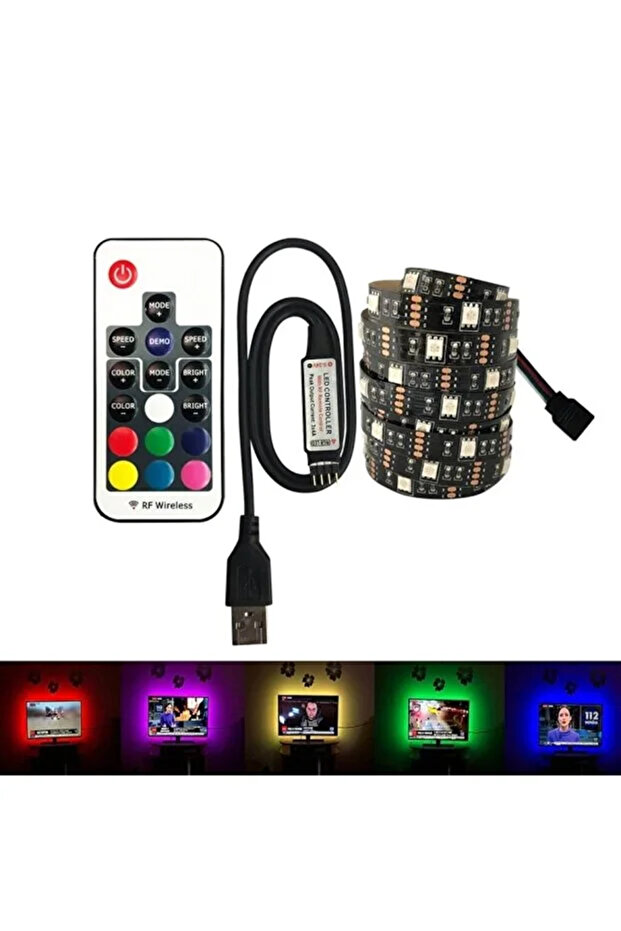 Renvox Silikon Kaplı RGB LED Şerit - Uzaktan Kumandalı 16 Renk ...
