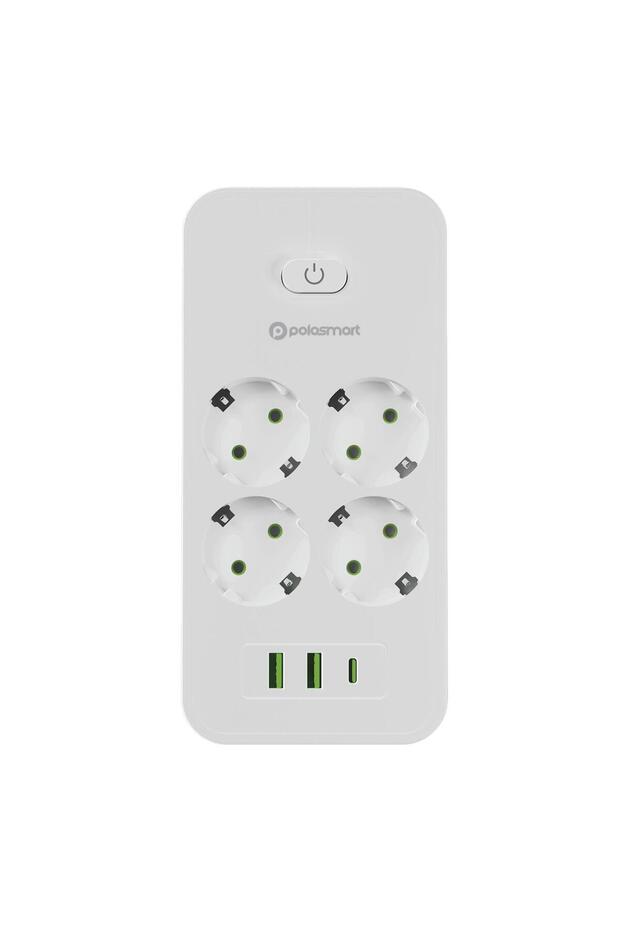 Polosmart MP25 Akım Korumalı Uzatma Kablosu 4'lü Priz 2 USB Type-C PD ...