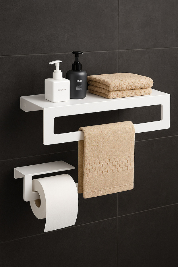 Grassi Set de 2 adezivi-metalic pentru suport pentru prosoape de 30 cm și suport pentru hârtie ...