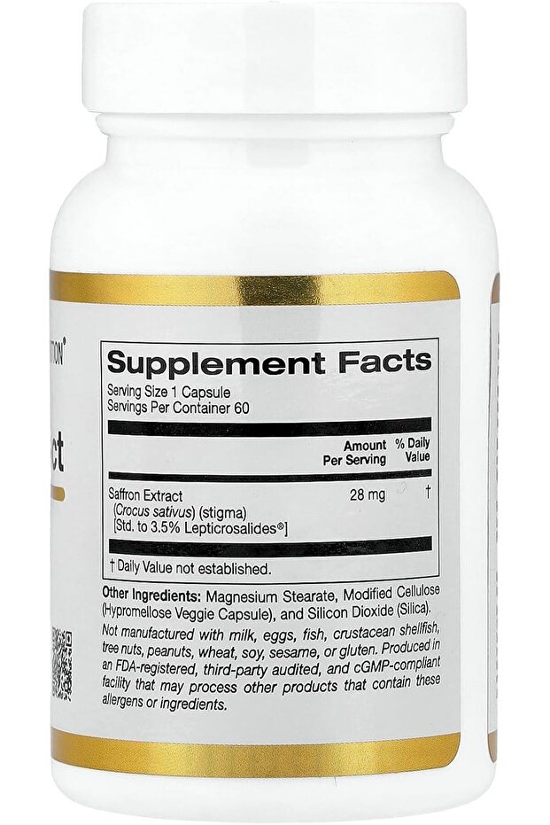 California Gold Nutrition Saffron Safron Extract with Affron 28 mg 60 ...