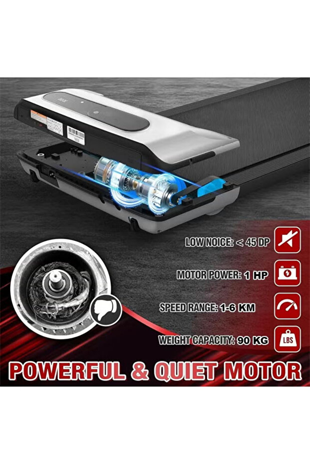 Fitness World A foldable treadmill with a digital display showing speed ...